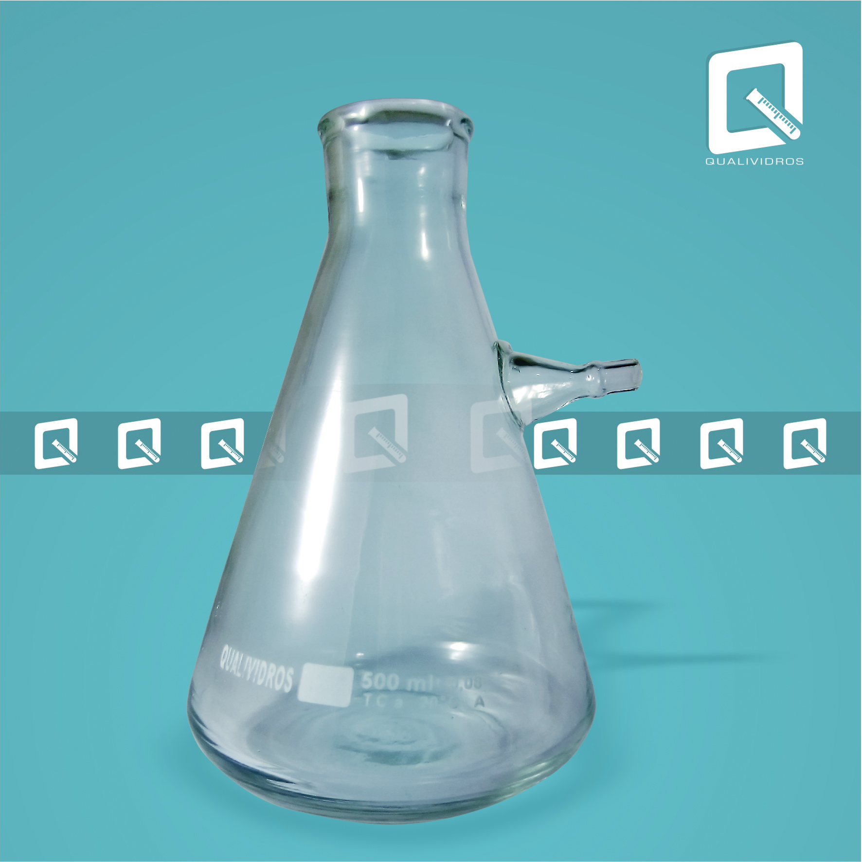 FRASCO KITAZATO DE VIDRO, COM SAÍDA SUPERIOR