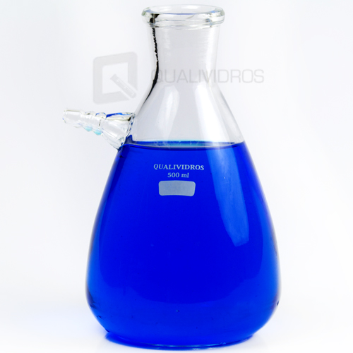 FRASCO KITAZATO DE VIDRO, COM SAÍDA SUPERIOR