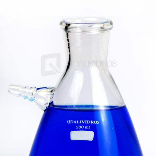 FRASCO KITAZATO DE VIDRO, COM SAÍDA SUPERIOR