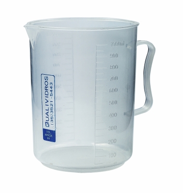 COPO BECKER DE PLÁSTICO COM ALÇA, GRADUADO EM RELEVO, AUTOCLAVÁVEL